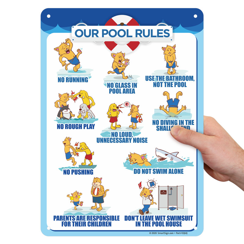 SmartSign Our Pool Rules - No Running, No Glass, No Rough Play, No ...