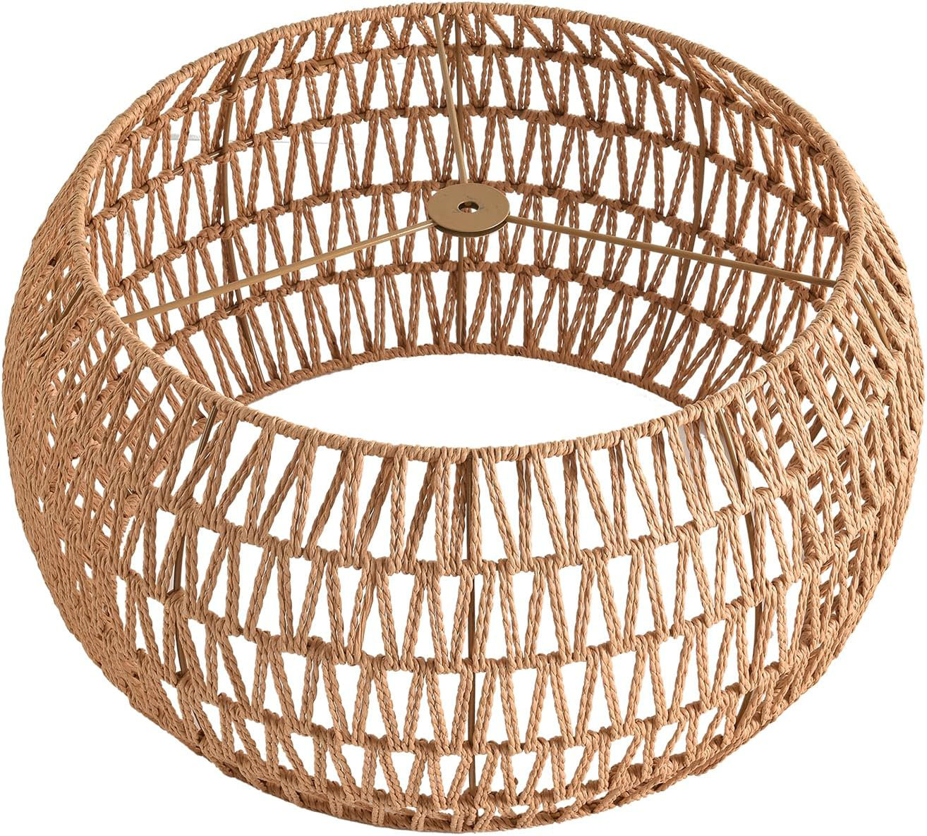 HAPPY LIFE Handmade Rattan Woven Lamp Shade, 19.31 Inch, Boho Farmhouse ...