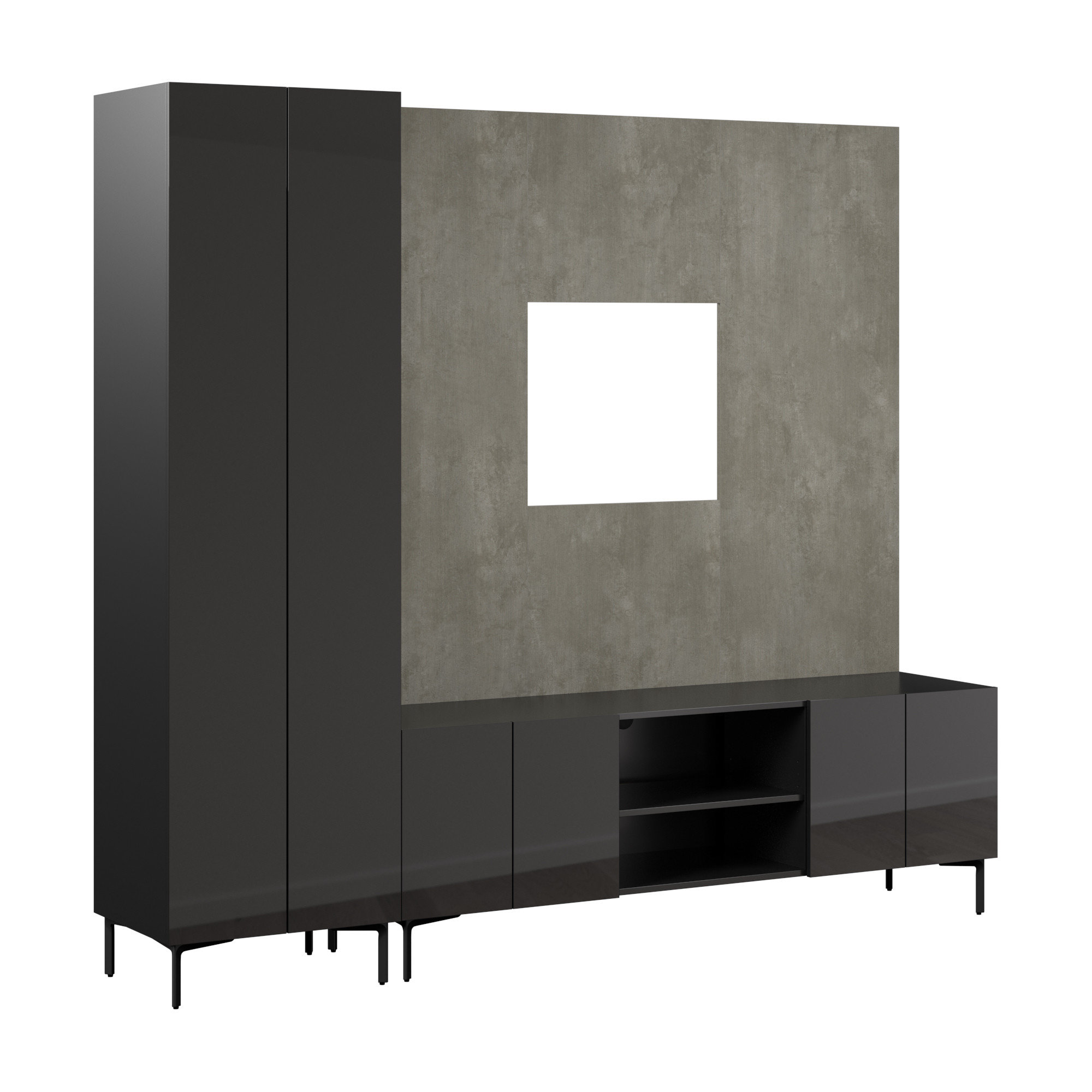 Bestar 94W Modular Entertainment Center With TV Stand, Tall Storage ...