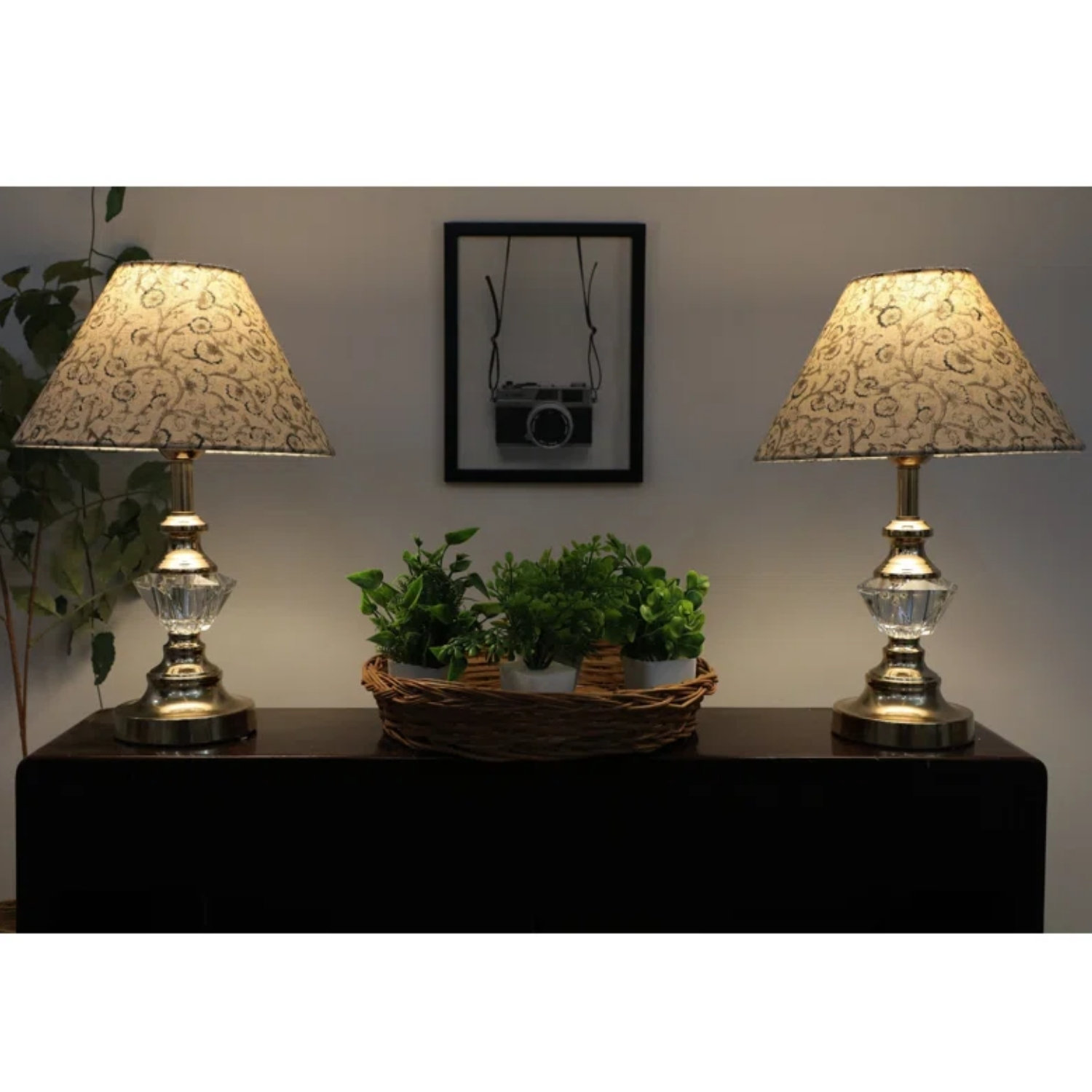 Fabdivine Block Print Linen Floral Lamp Shade Blue and White Lamp Shade ...