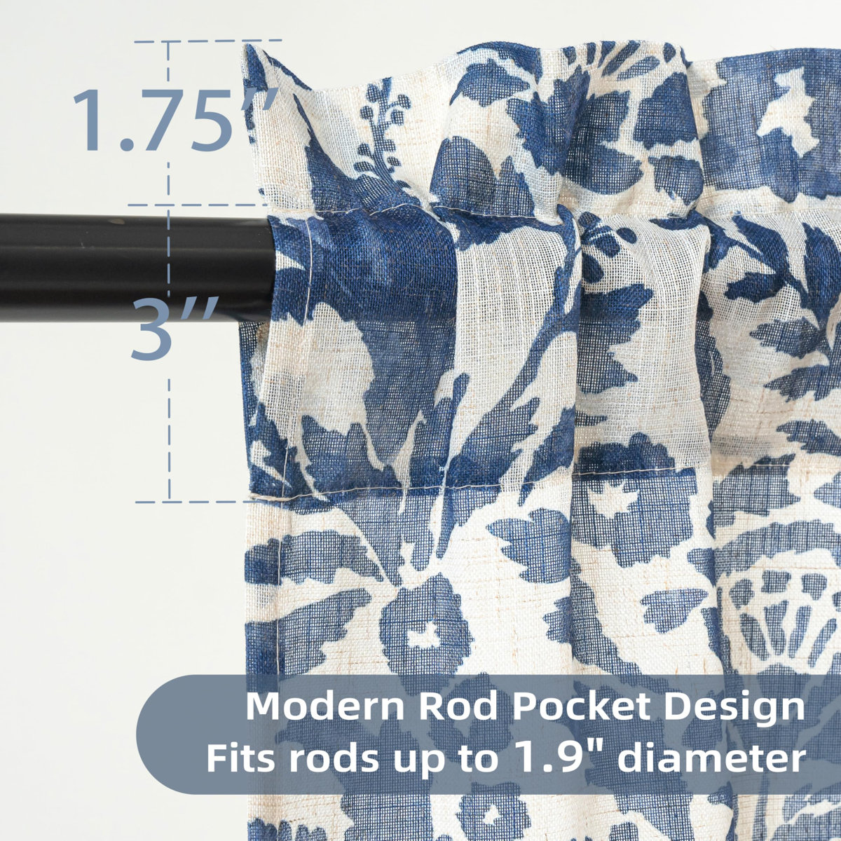 Winston Porter Kitchen Curtain Floral Tier Linen Short Pinstripe Cafe ...