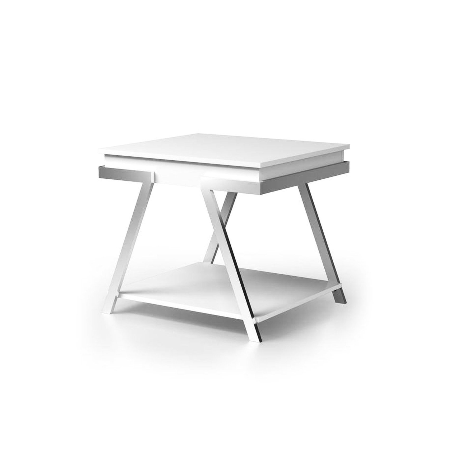 Latitude Run® Antique Style White End Table With Bearing Glides And ...