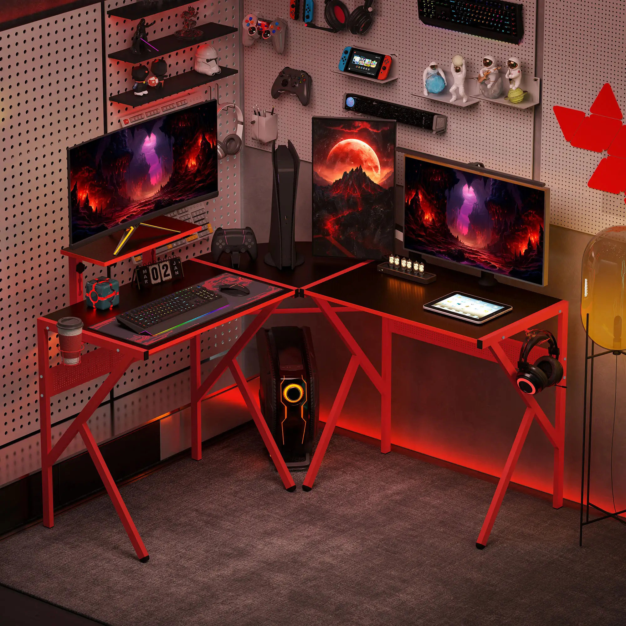 Inbox Zero Gaming Desk L-Shaped Corner Computer Table | Wayfair.co.uk