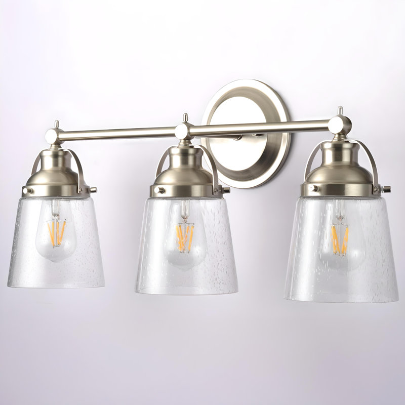 Breakwater Bay 24-Inch Seeded Glass, 3-Light, Dimmable Bathroom Vanity ...