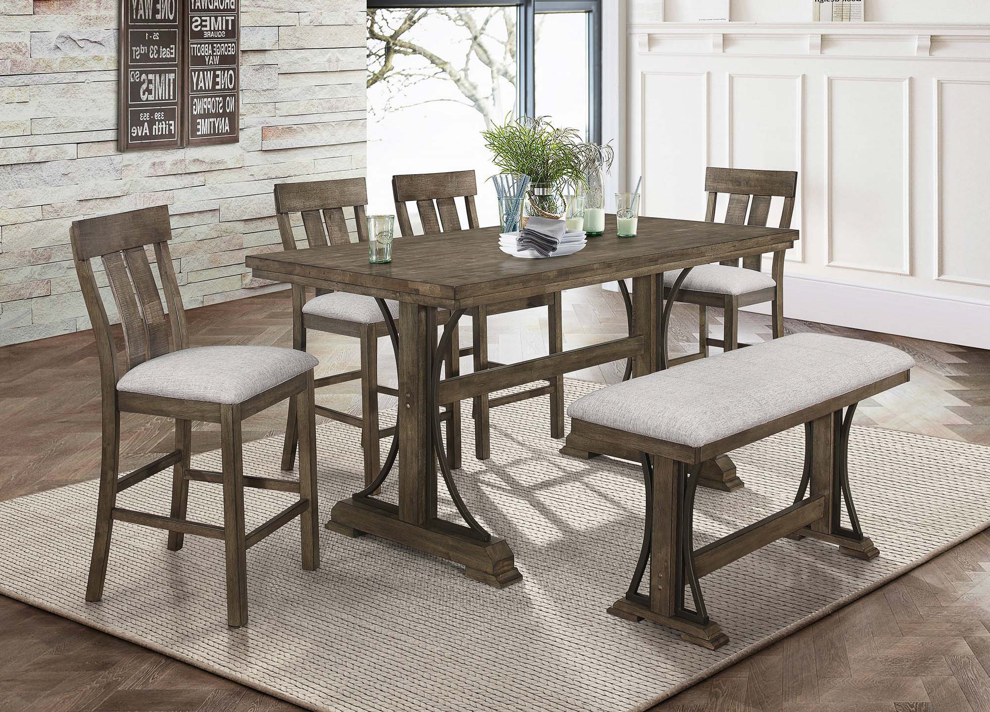 Red Barrel Studio® 6 Piece Counter Height Dining Set Rustic | Wayfair