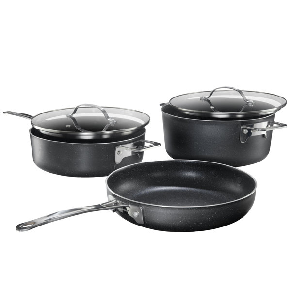 Granitestone Stackable 5 Piece Space Saving Nonstick Cookware Set, Oven ...