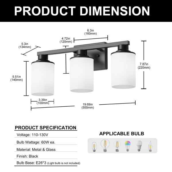 Latitude Run® Sleek Modern 3-Light Vanity Fixture | Wayfair