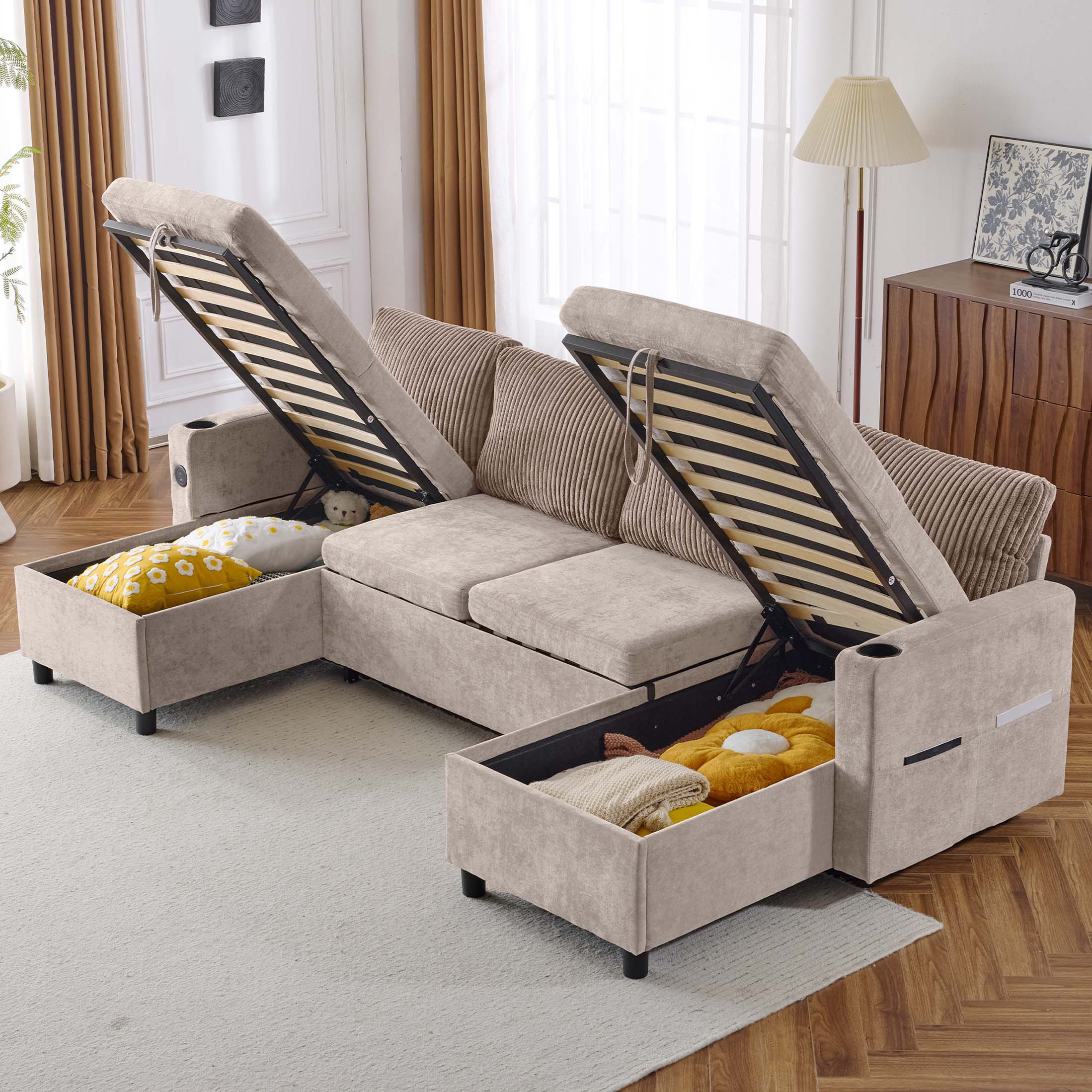 Latitude Run® 111.8" Sectional Sofa Pull-out Sofa Bed Versatile Sofa ...