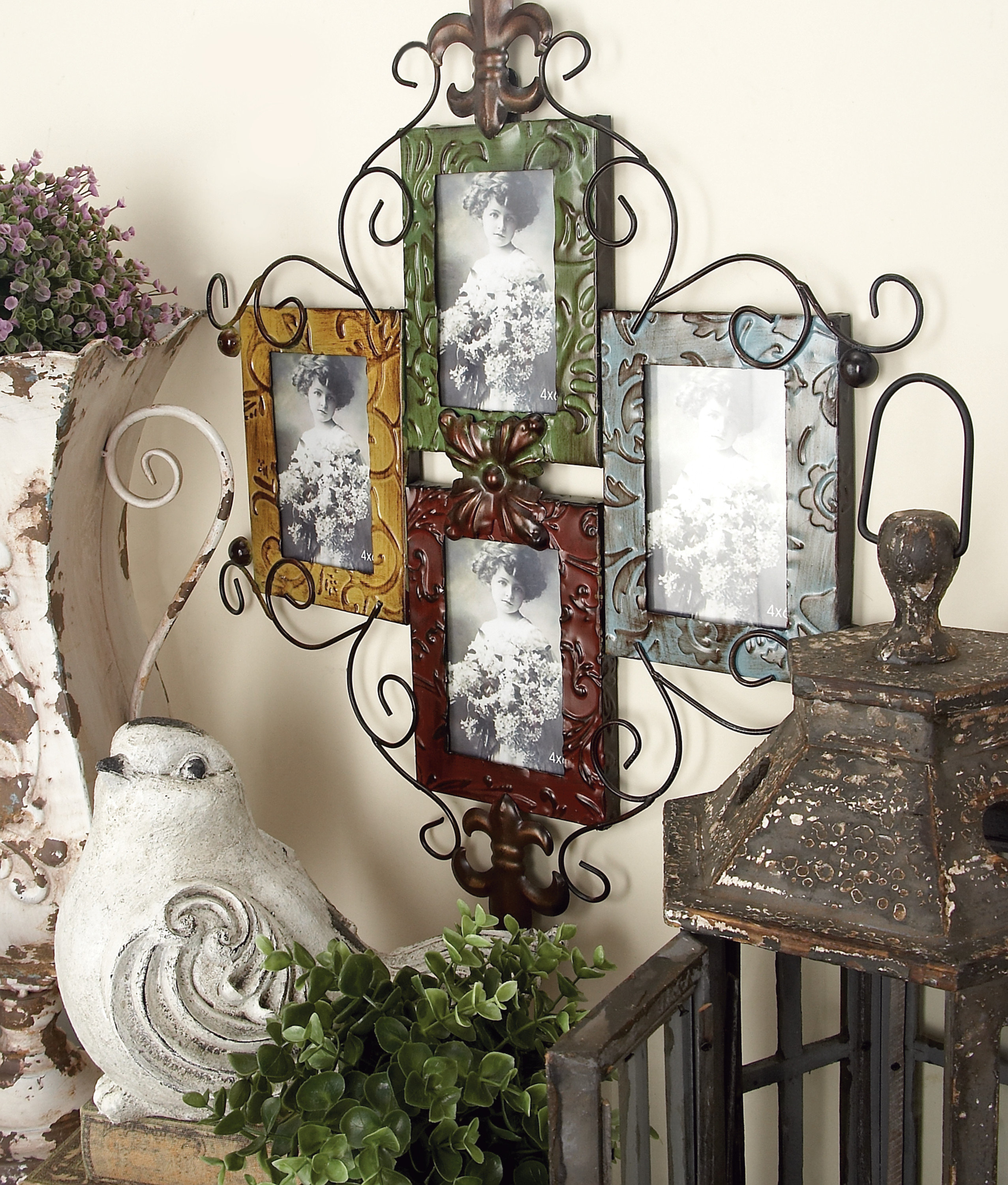 Alcott Hill® Pinsmail 4" X 6" Metal Collage Frame in Green/Brown/Beige ...