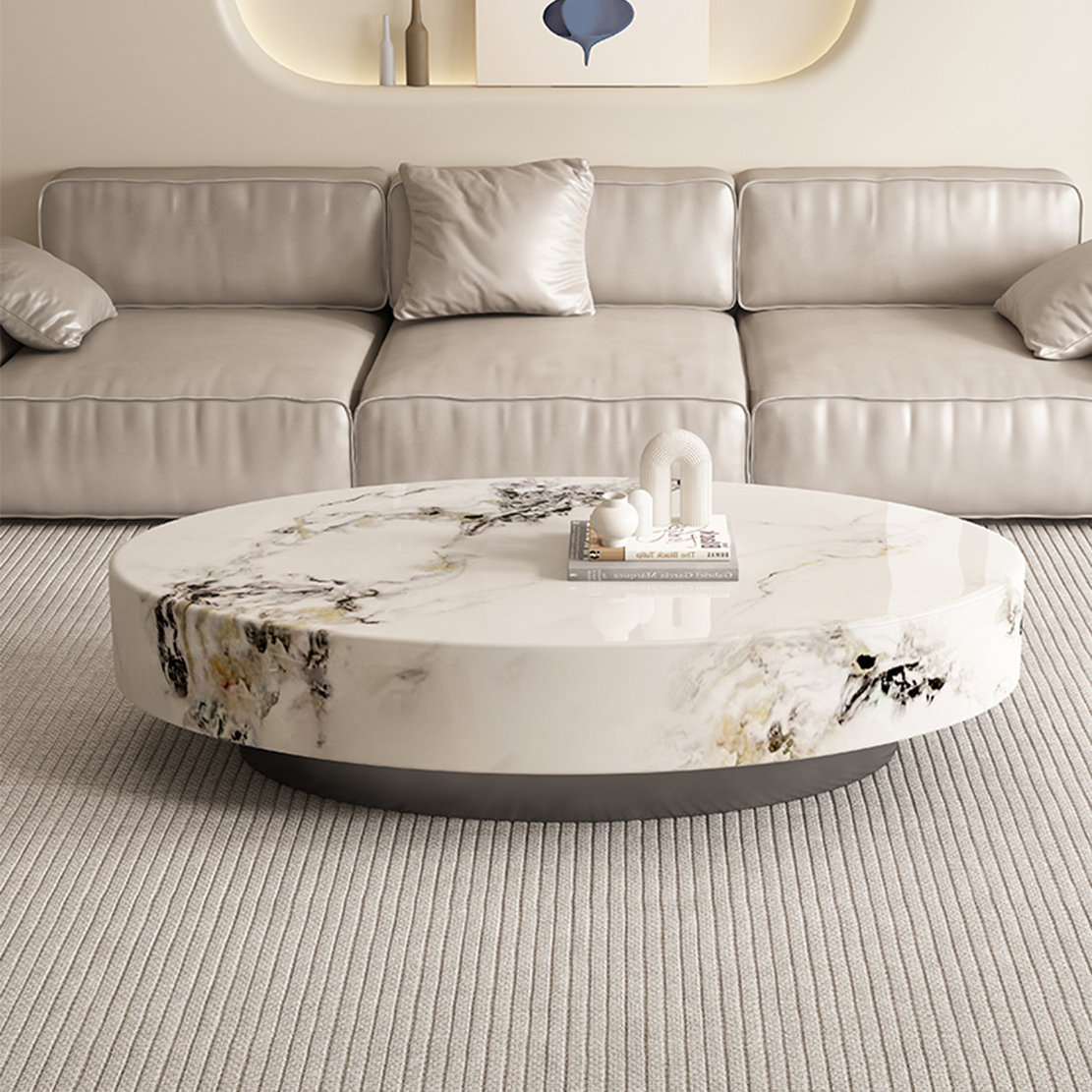 Creature B Comforts Oval marble coffee table living room | Wayfair