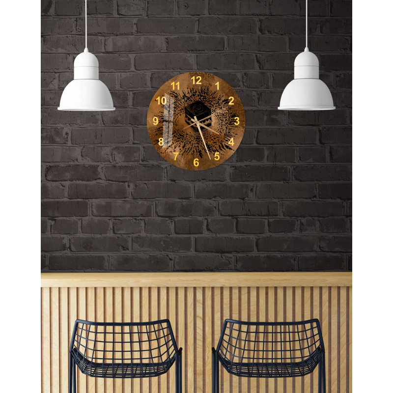 17 Stories Islamic Wall Clock with Kaaba Design, Sharmine Tempered ...