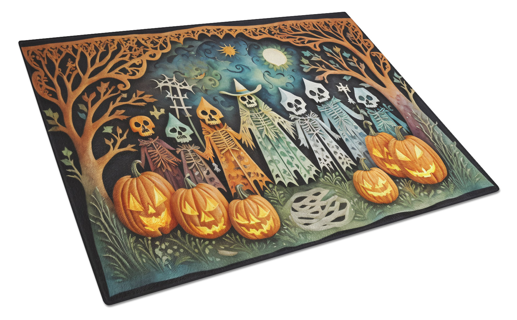 Caroline's Treasures Papel Picado Skeletons Spooky Halloween Glass ...