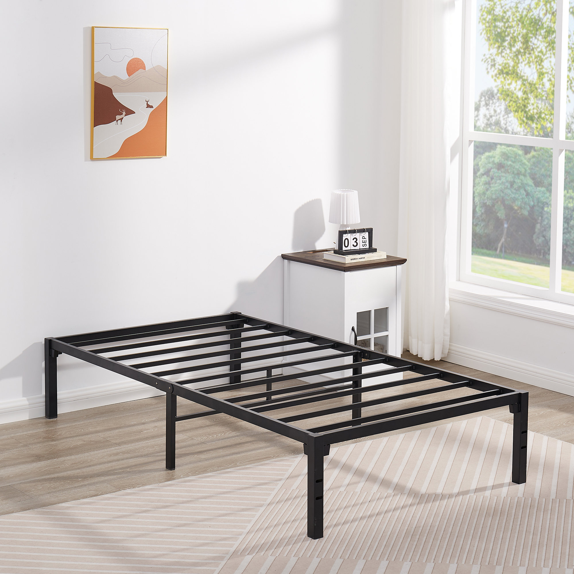 Alwyn Home Kriemann 14'' Heavy Duty Steel Platform Bed Frame | Wayfair