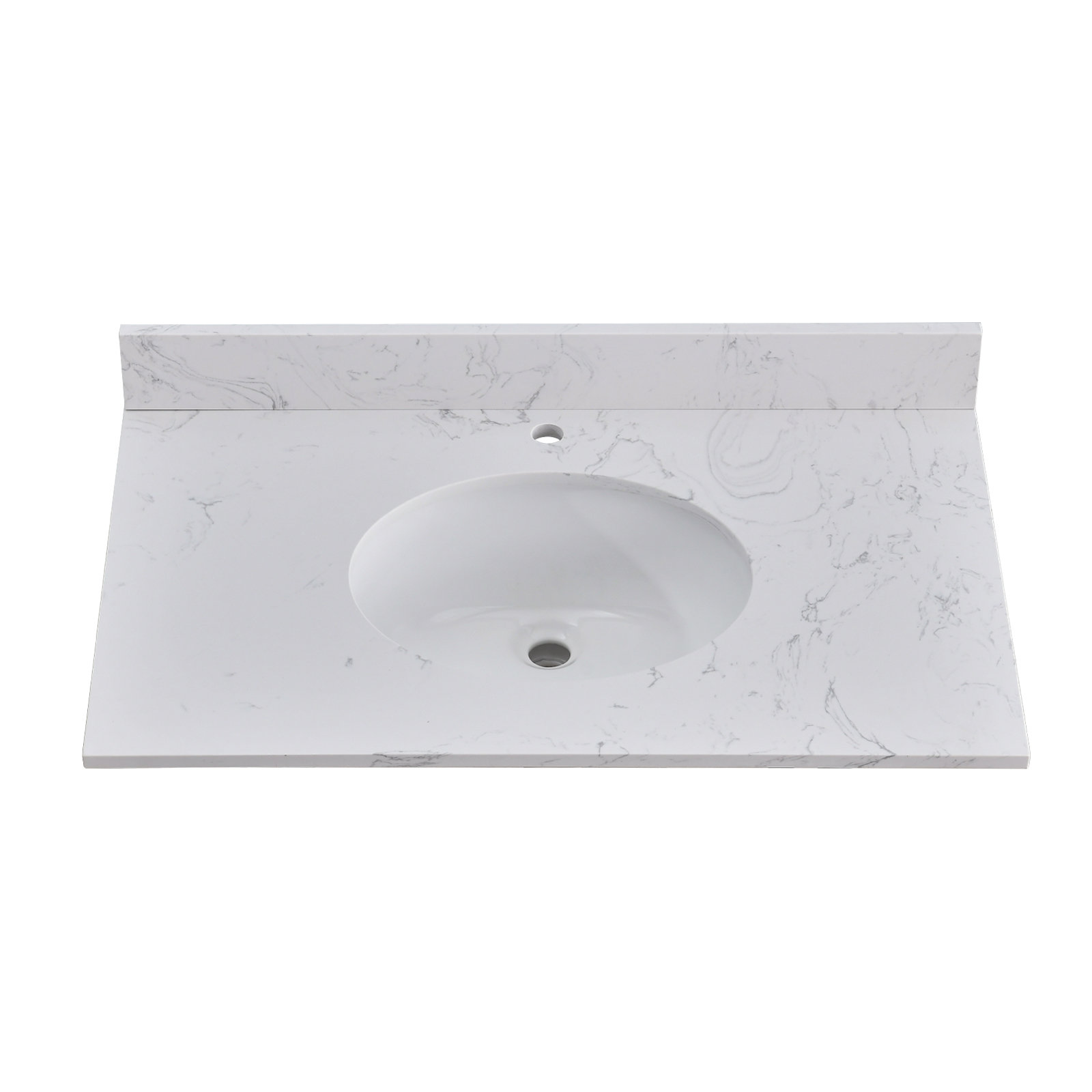 SOUEEUM 36" Engineered Stone Single Bathroom Vanity Top In Carrara ...