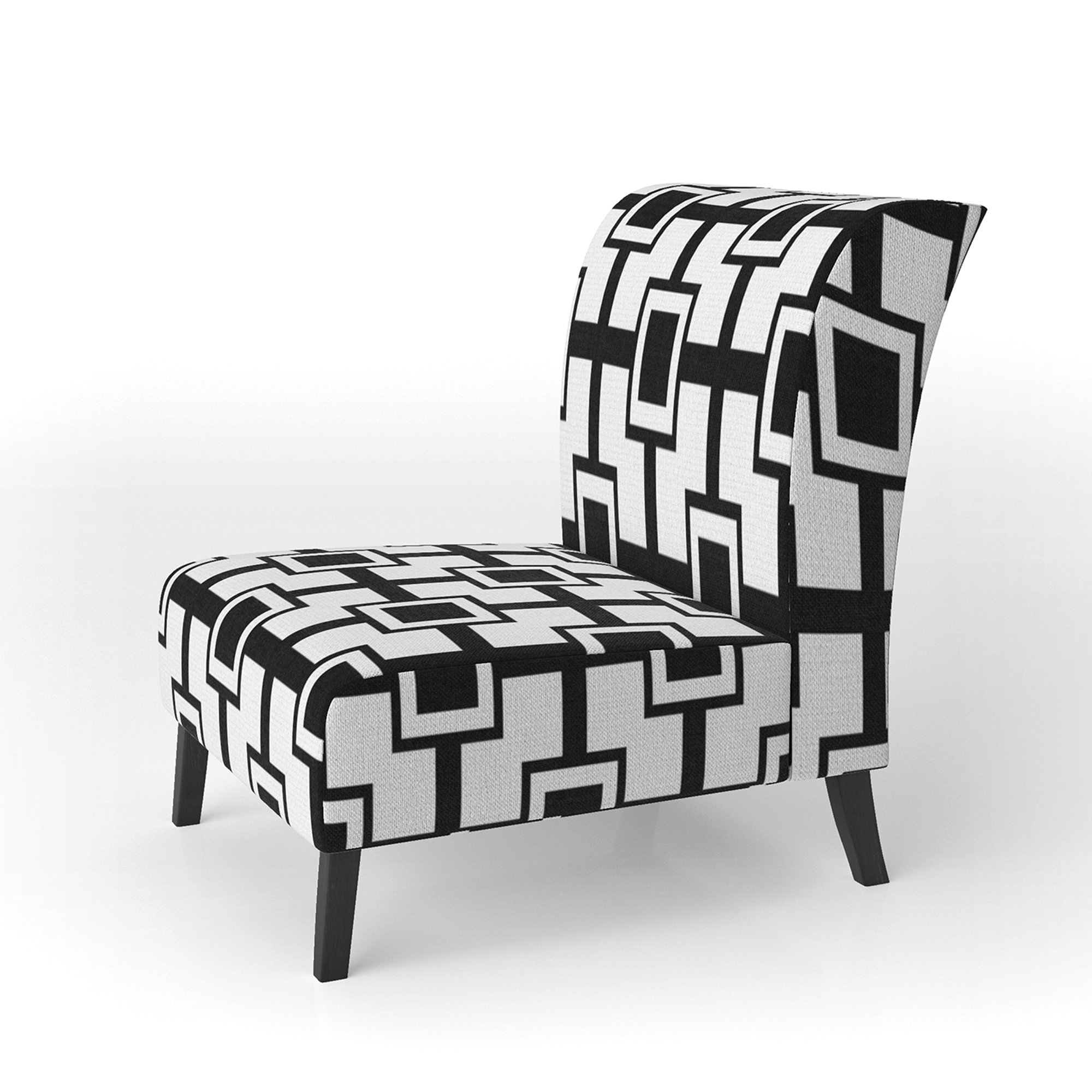 Dakota Fields Black And White Geometric - Upholstered Patterned Accent ...