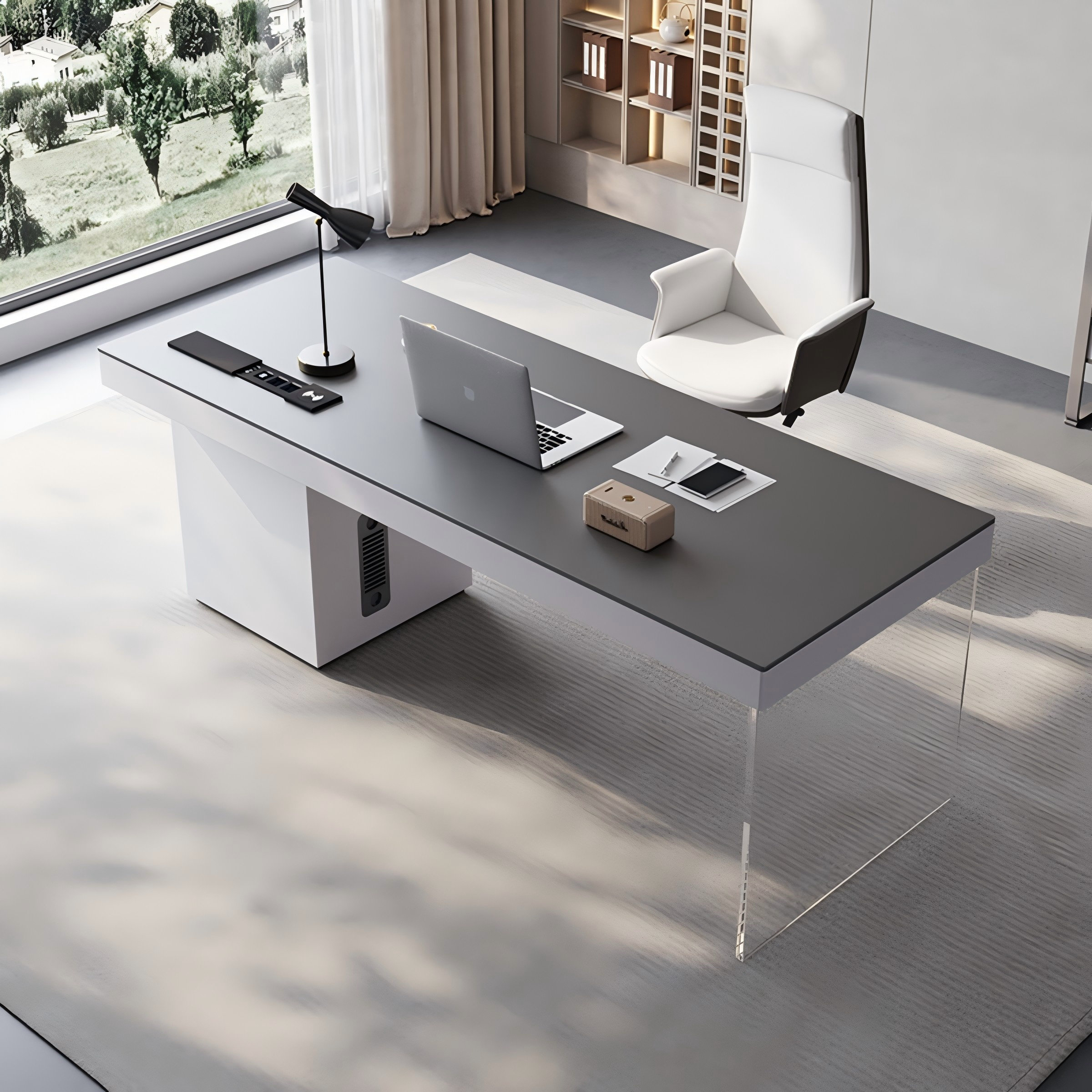 Tha Dream Team Modern Minimalist White Rectangular Office Desk | Wayfair