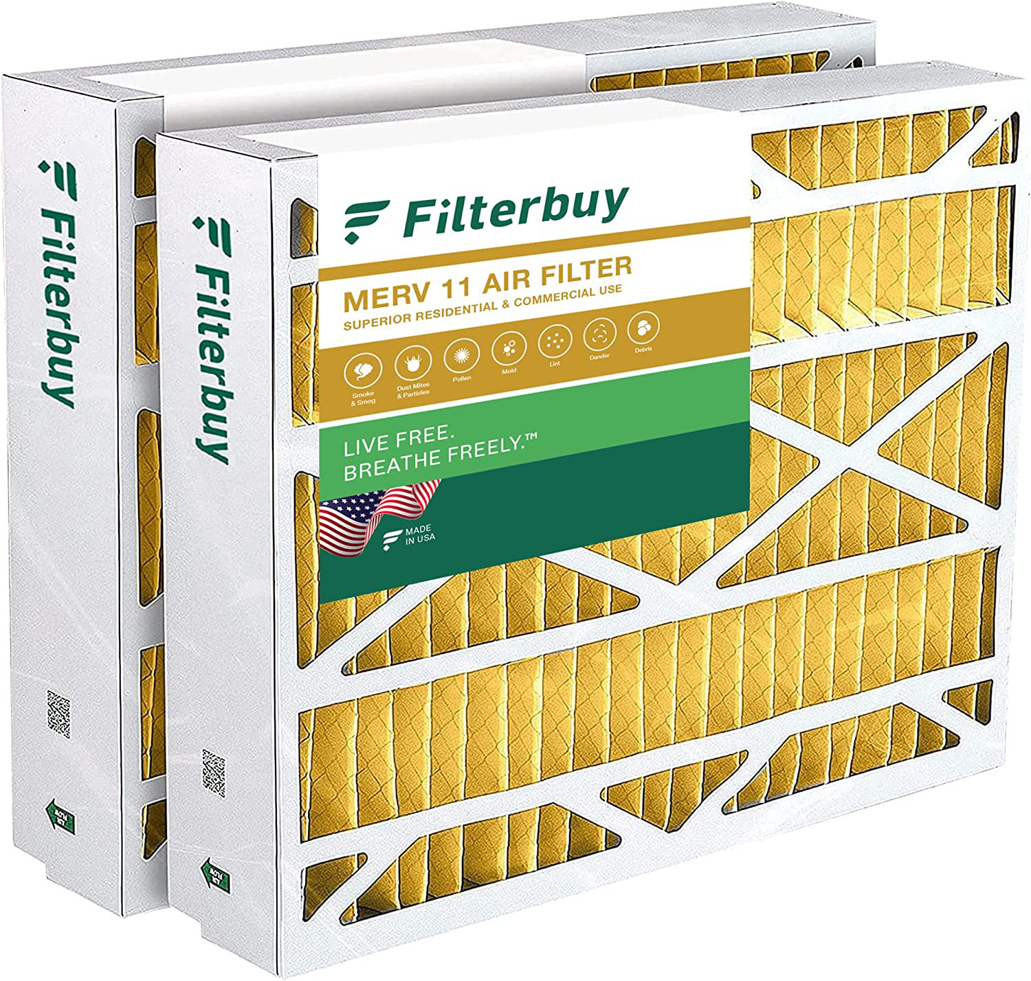 Filterbuy 17.5 x 21 x 5 Air Filter MERV 11, Pleated HVAC AC Furnace ...