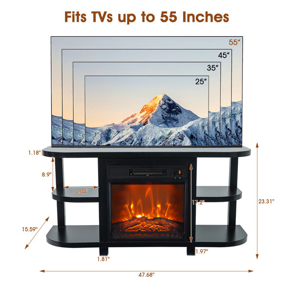 Latitude Run® 48" TV Stand With 18" Insert Electric Fireplace And Open ...