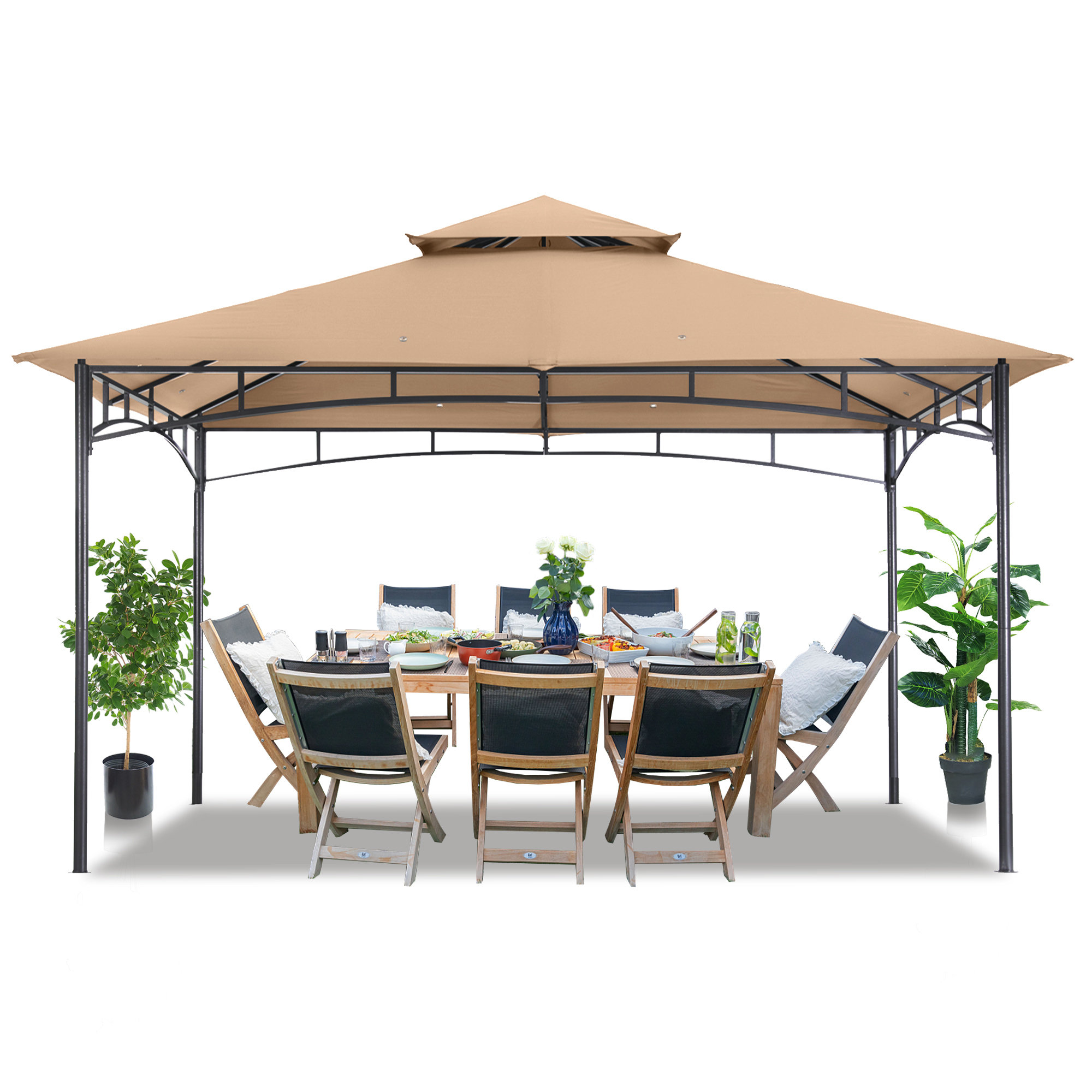ABCCANOPY 12 Ft. W x 10 Ft. D Steel Patio Gazebo The Soft Roof Gazebos ...