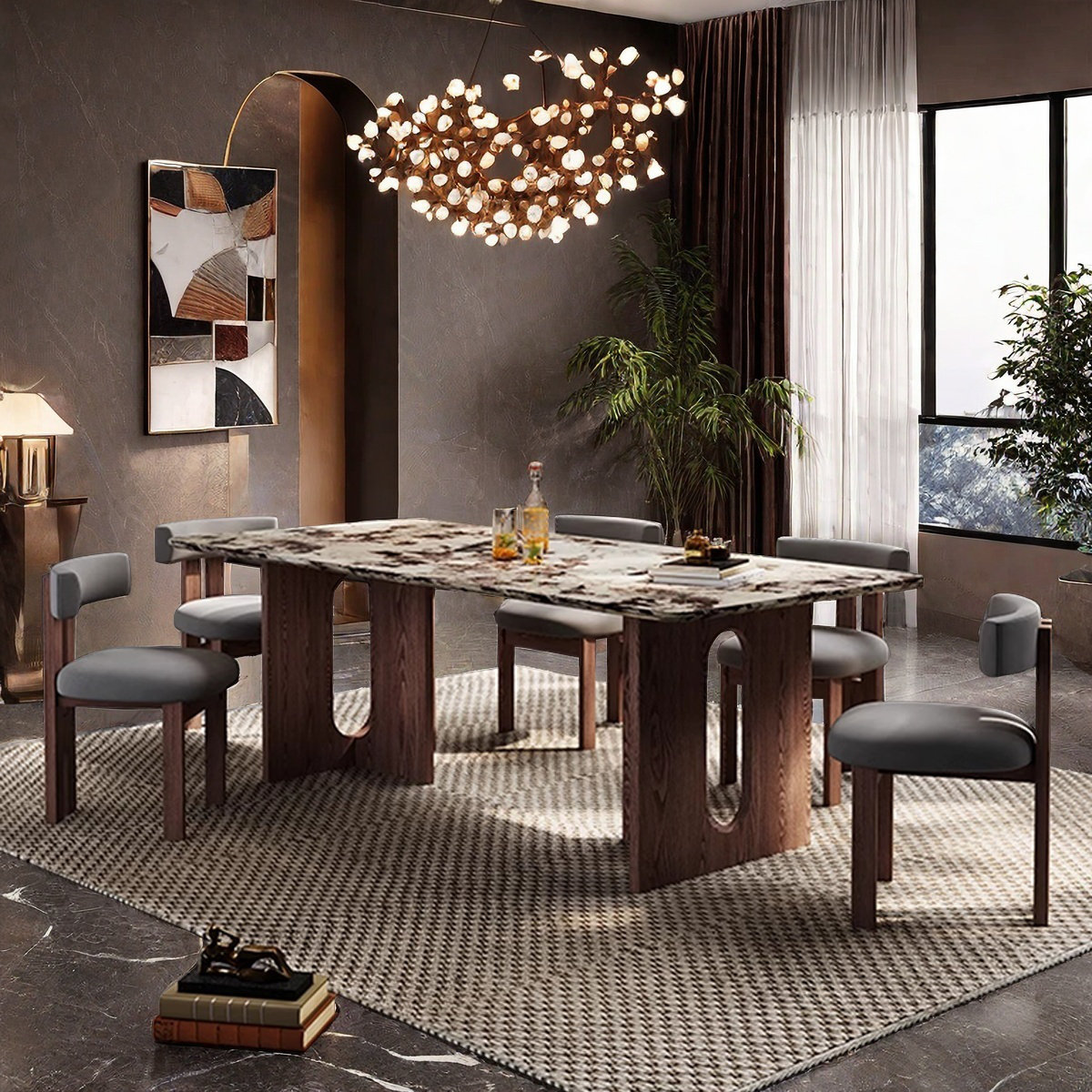 ALLNICEDT Stylish Faux Marble Dining Table | Wayfair