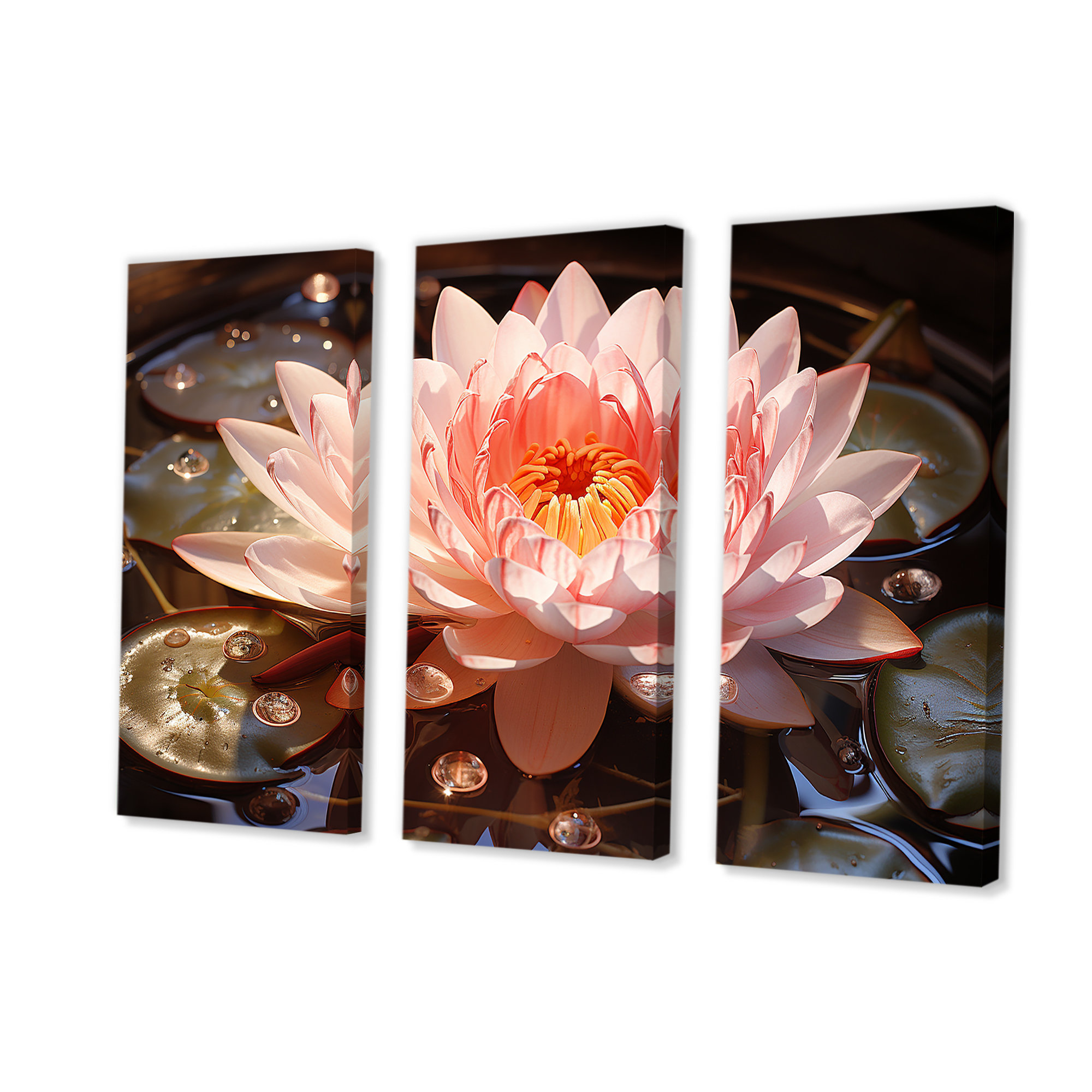 Latitude Run® Pink Glow Sunshine Lily Pads - Lily Wall Art | Wayfair
