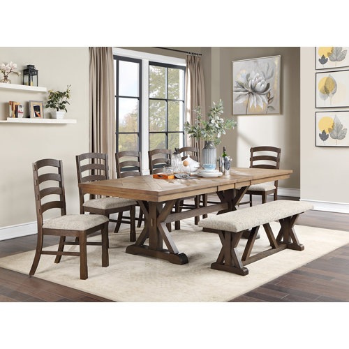 AndrewHomeStudio Lyonn 8 - Piece Extendable Trestle Dining Set | Wayfair