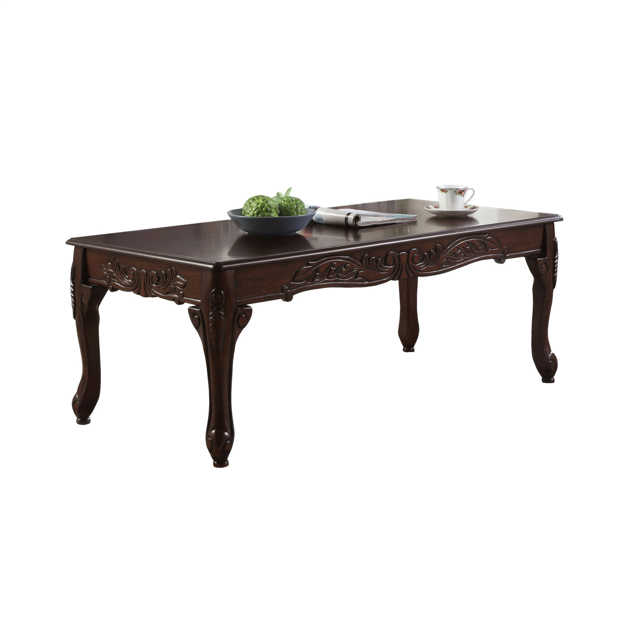Astoria Grand Exquisite Traditional Wood Coffee Table With Ornate ...