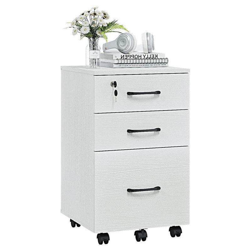 Latitude Run® 3 Modern Drawer Wood Mobile File Cabinet, Movable Desk ...
