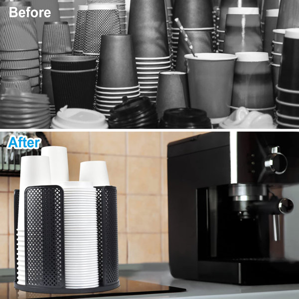 Rebrilliant Coffee Cup Dispenser, Rotatable Cups And Lids Holder For 5 ...