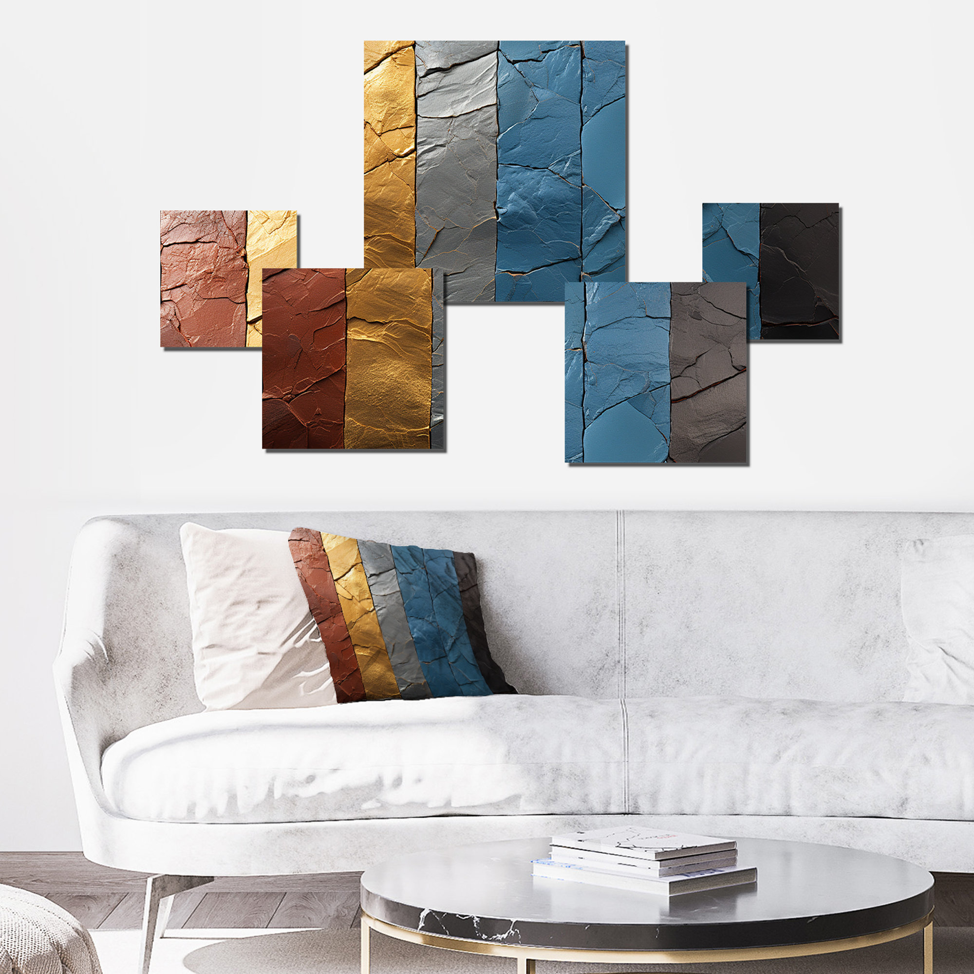 Mercer41 Boho Earth Element Stones Mosaic I - Boho Mosaic Square Wall ...