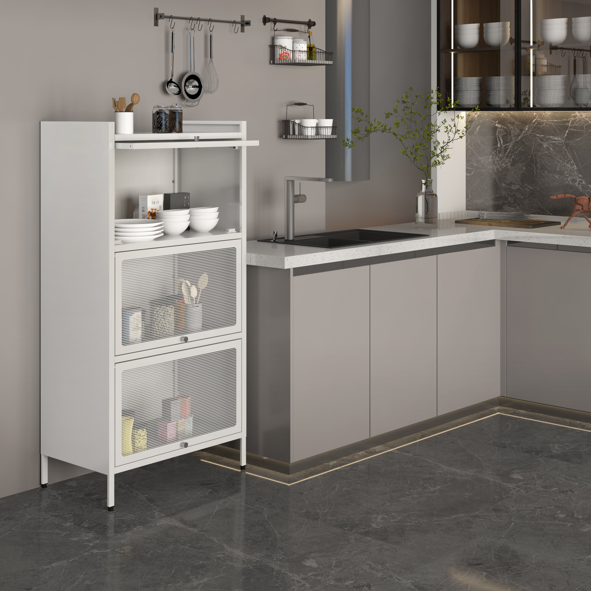 Ebern Designs Pecina 3 - Door Steel Accent Cabinet | Wayfair