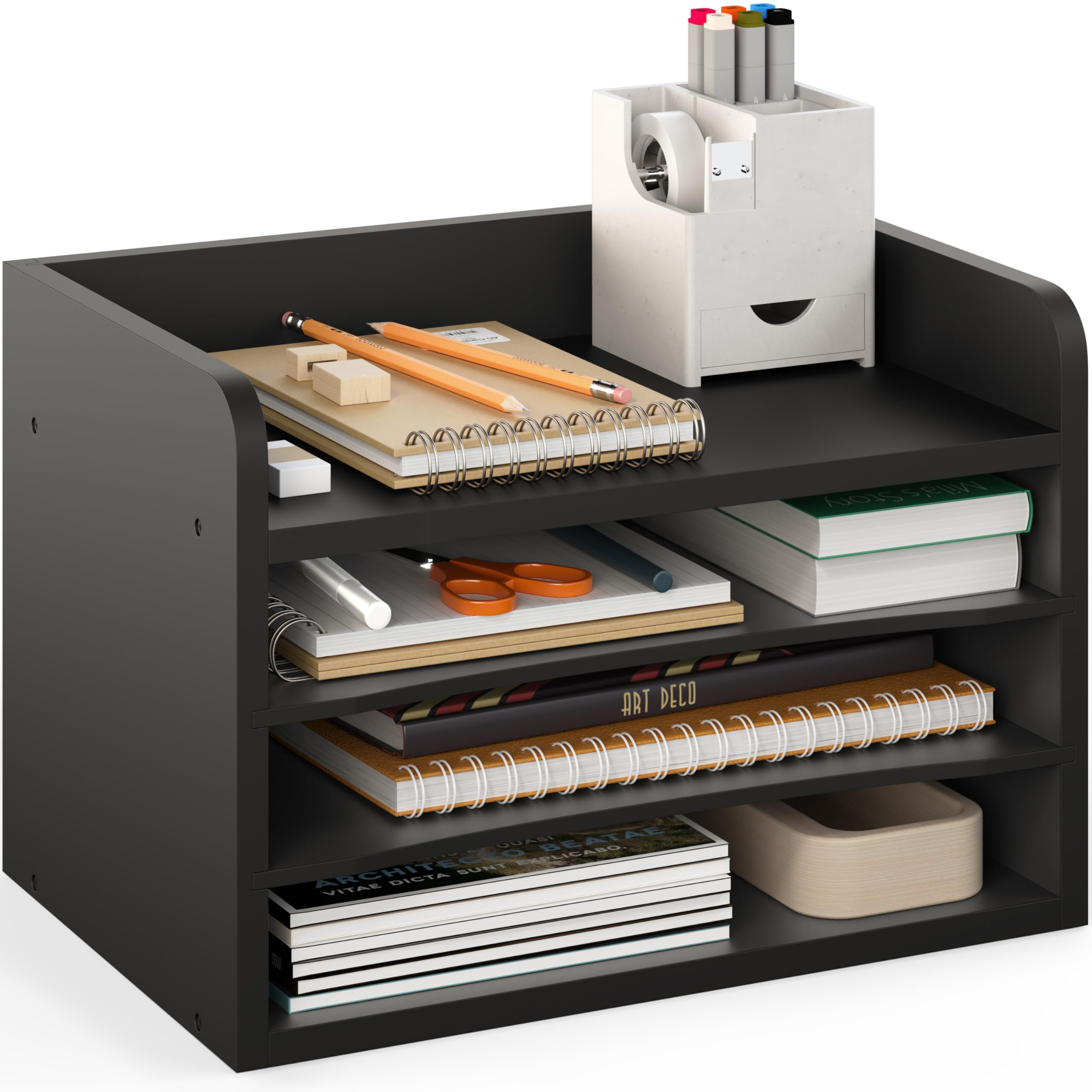 Hokku Designs 4-Tier Paper Organizer for Desk Stackable Tray Desk ...