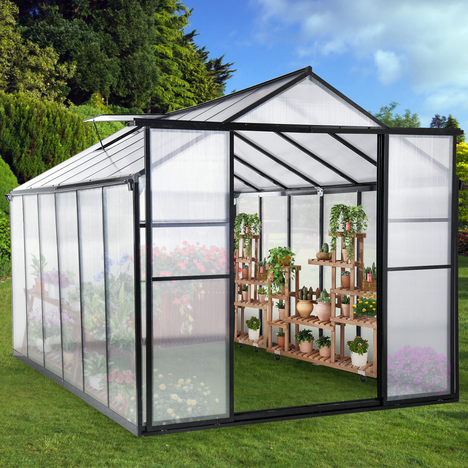 Fashionwu 10x8ft Greenhouse For Outdoors, Polycarbonate Greenhouse With ...