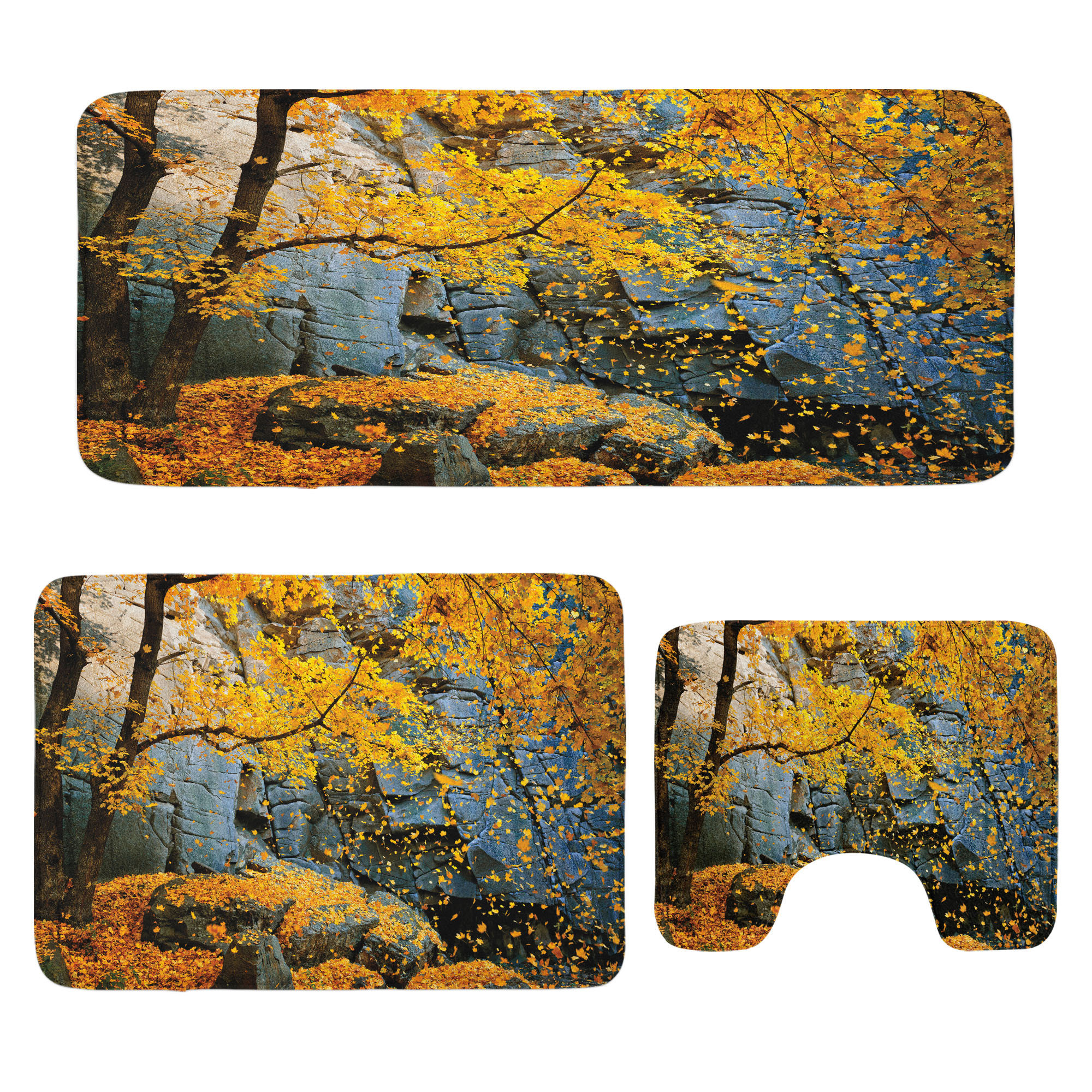 East Urban Home Tree Bathroom Rug Set 3 Pieces U-Shape & Rectangle Mats ...