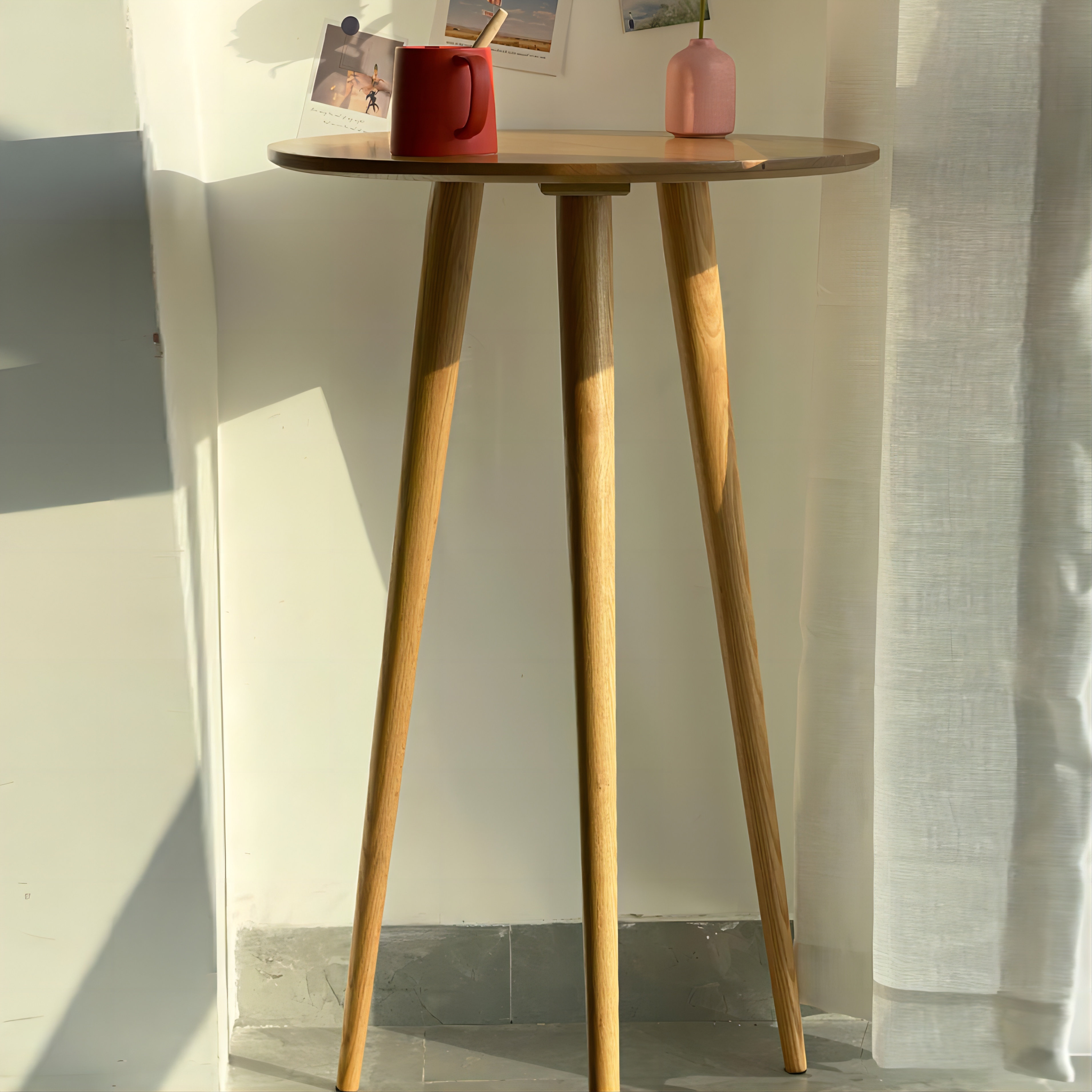 George Oliver Minimalist Brown Round Solid Wood Bar Table - Wayfair Canada