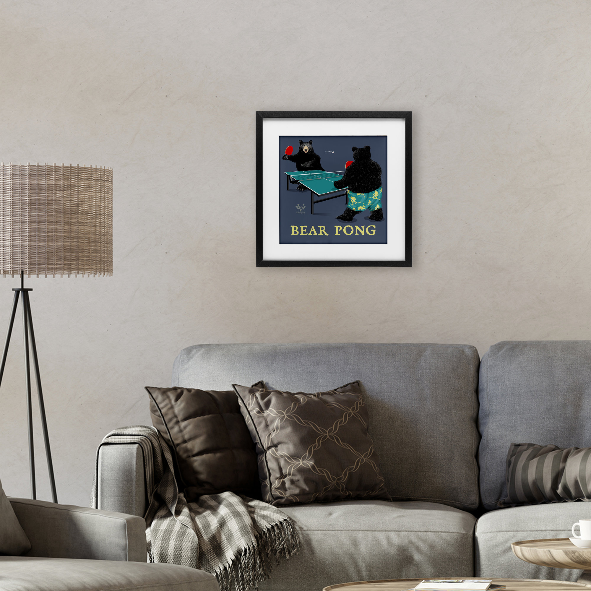 Trinx Bear Pong Animal Humour Framed Print Under Glass, design by Jim ...