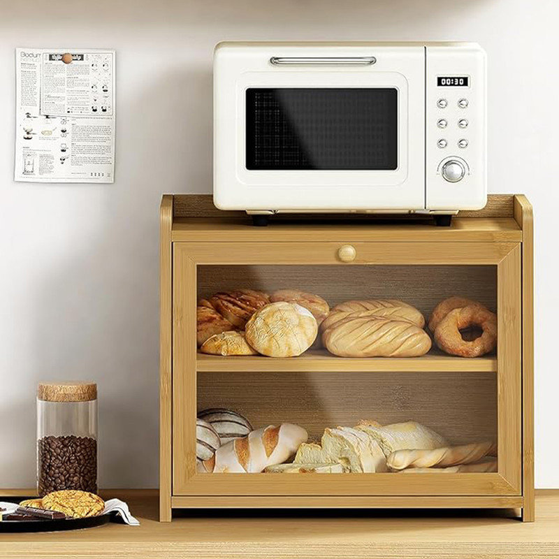 Loon Peak Bamboo Bread Box For Kitchen Countertop, Wooden Kitchen ...