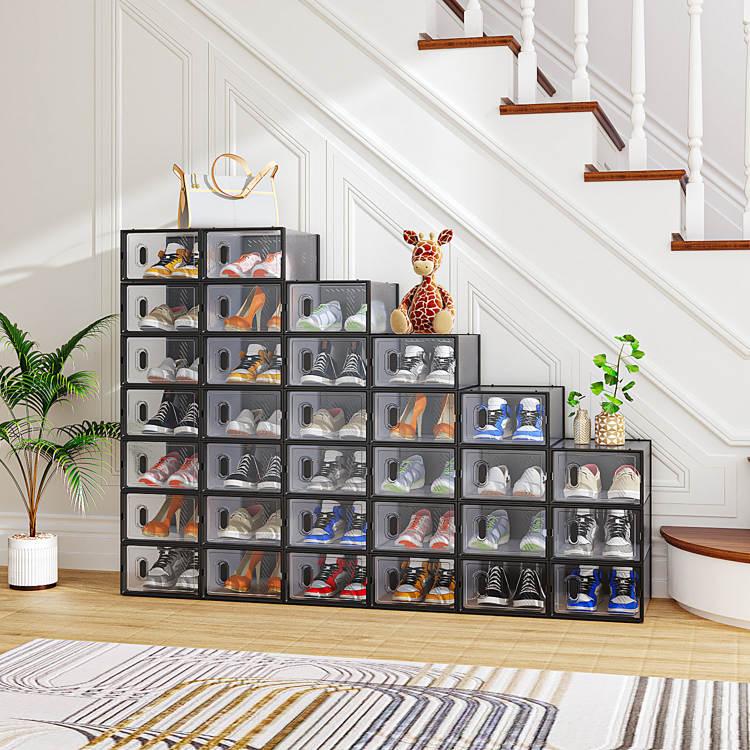 Latitude Run® Shoe Storage Box Organizers Stackable (Set Of 32) | Wayfair