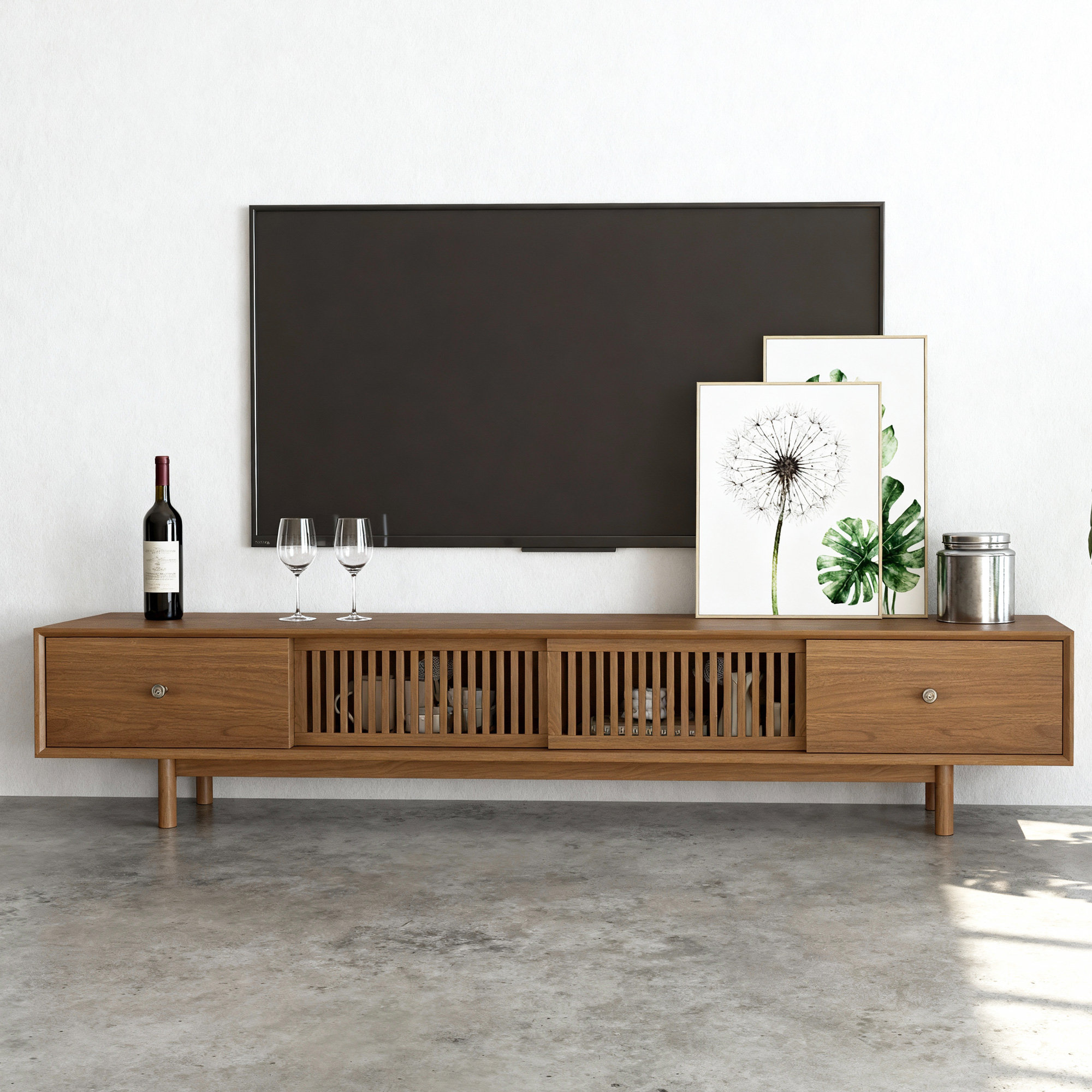 Latitude Run® 78.7 Inch Tv Stand For Tvs Up To 80 Inches With Slatted ...