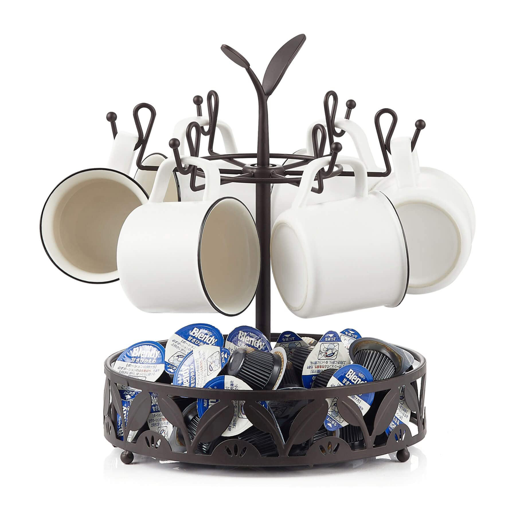 ACTIVE DOOR & WINDOW Rotating 6-Cup Cup Holder With Coffee Pod Basket ...