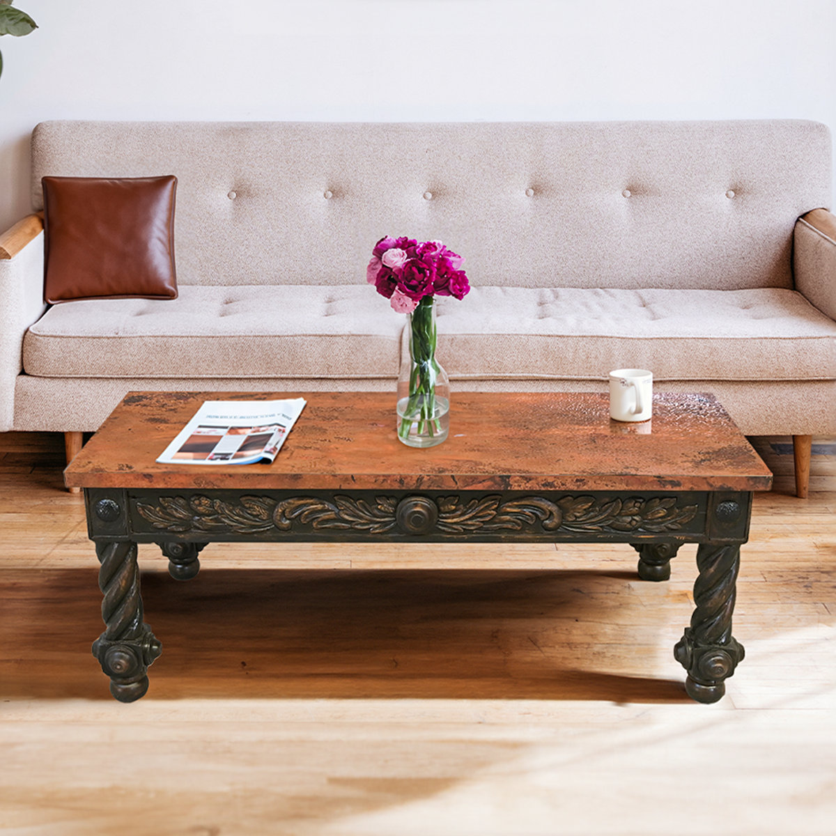 LMT Design Copper & Turned Leg Coffee Table - Wayfair Canada