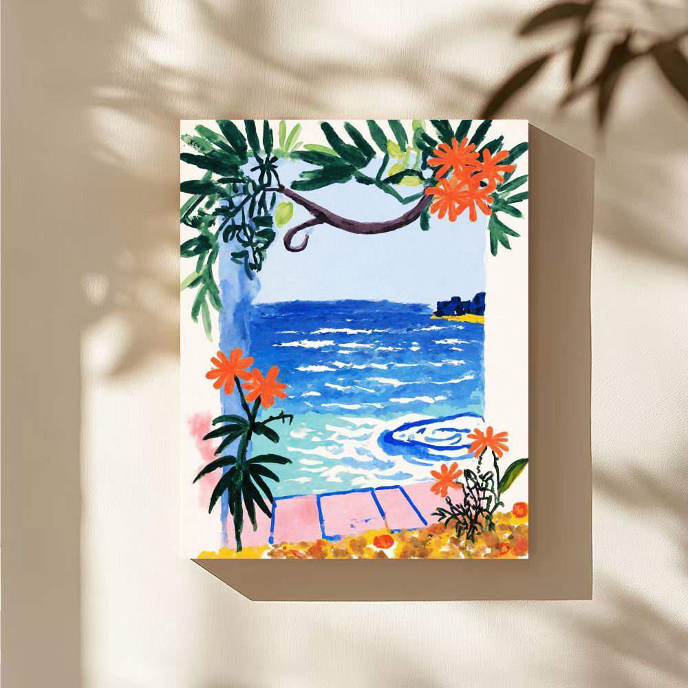 Bay Isle Home™ Coastal Window View / Unframed Canvas Wall Art 24X32 ...