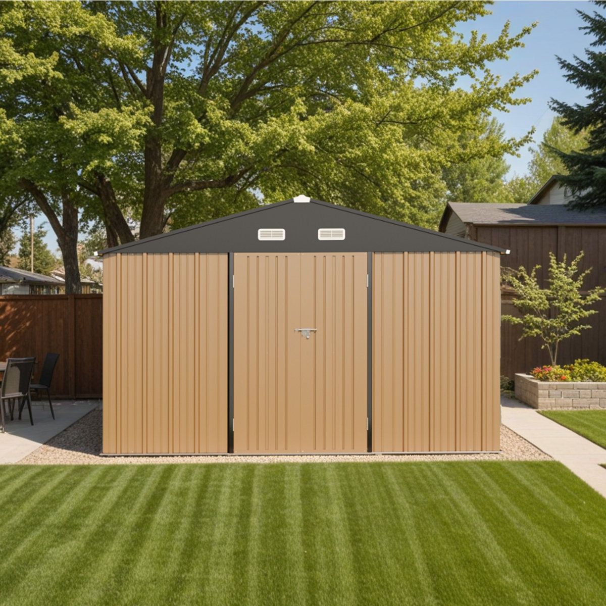 Patiowell 12 Ft. W X 12 Ft. D Metal Storage Shed, Weather-resistant ...