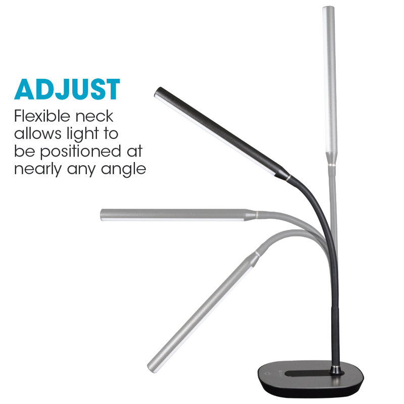 OttLite Strive LED Desk Lamp with USB, Flexible Neck, 3 Brightness ...