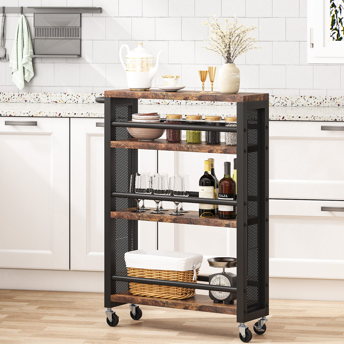 BLUEBELL Slim Rolling Kitchen Storage Cart & Reviews | Wayfair