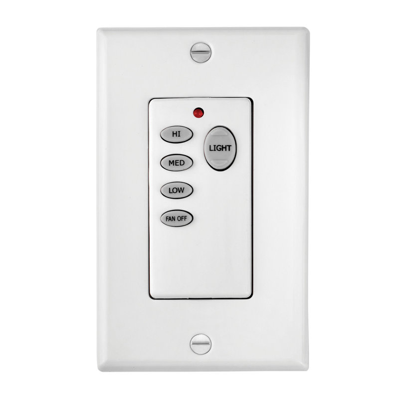 Hinkley 3 Speed & Light Button Fan Wall Control in White | Wayfair
