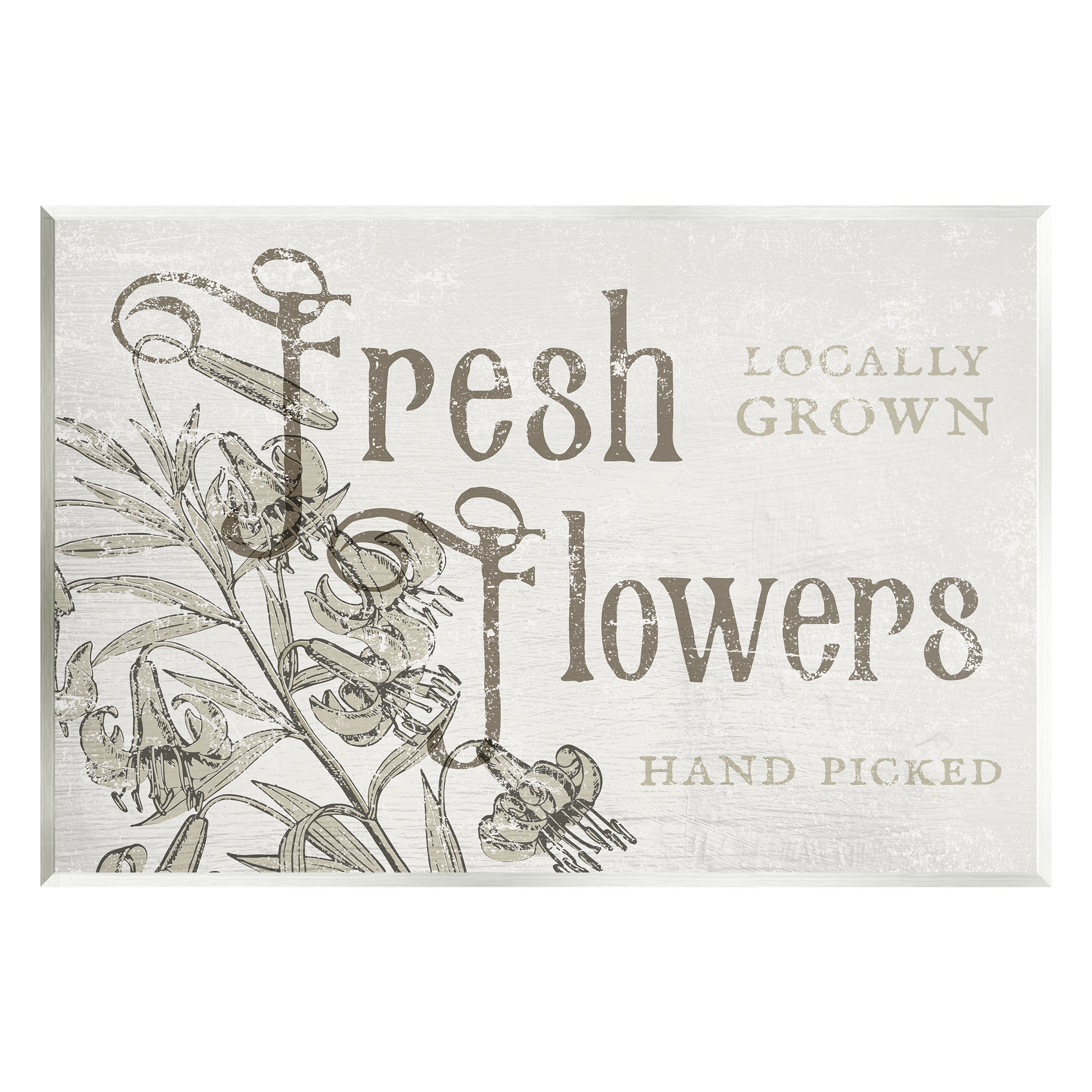 Stupell Industries Antique Fresh Flowers Botanical Signage Wall Plaque ...