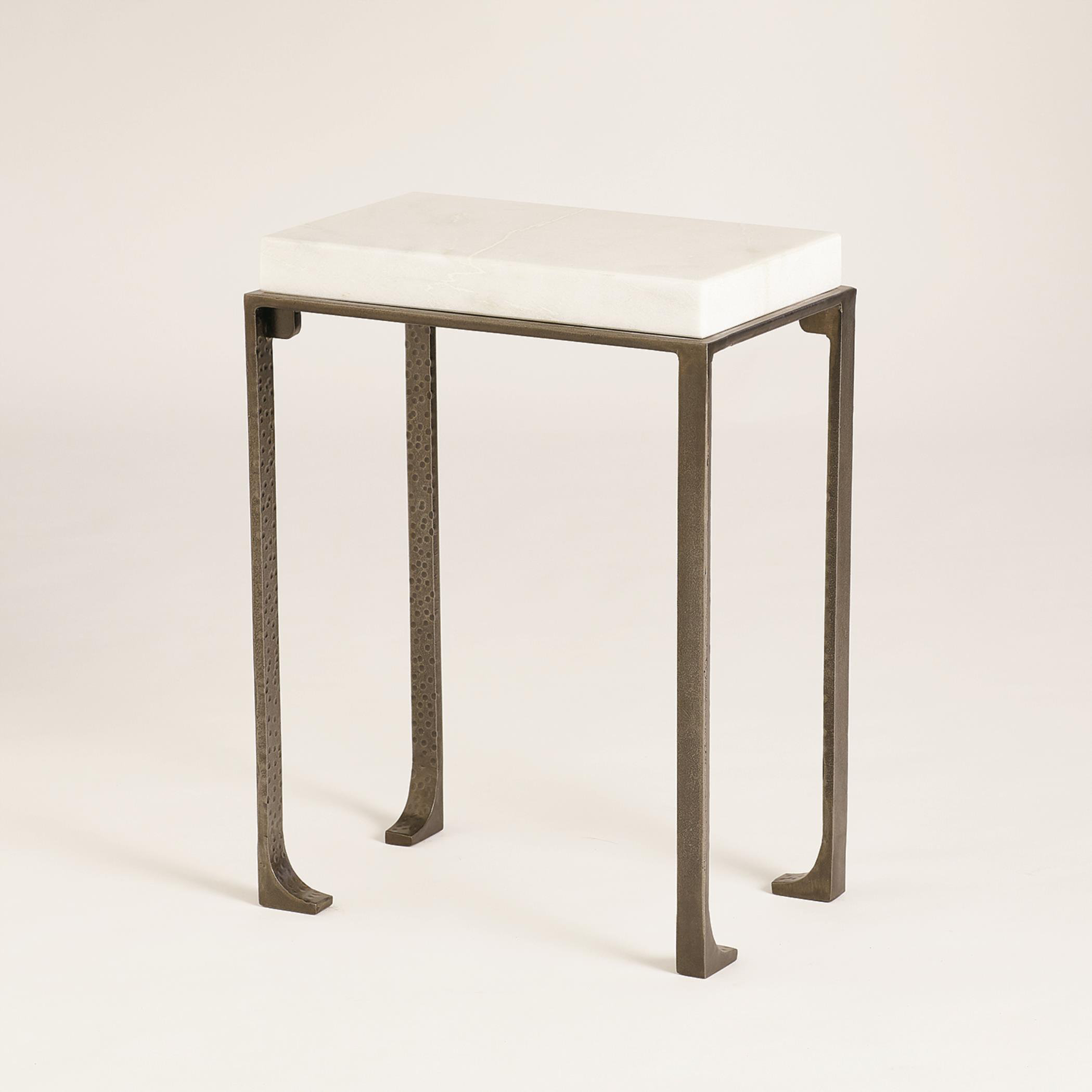 Signature III Zen Side Table W/White Honed Marble-Bronze/Gray-Sm | Wayfair