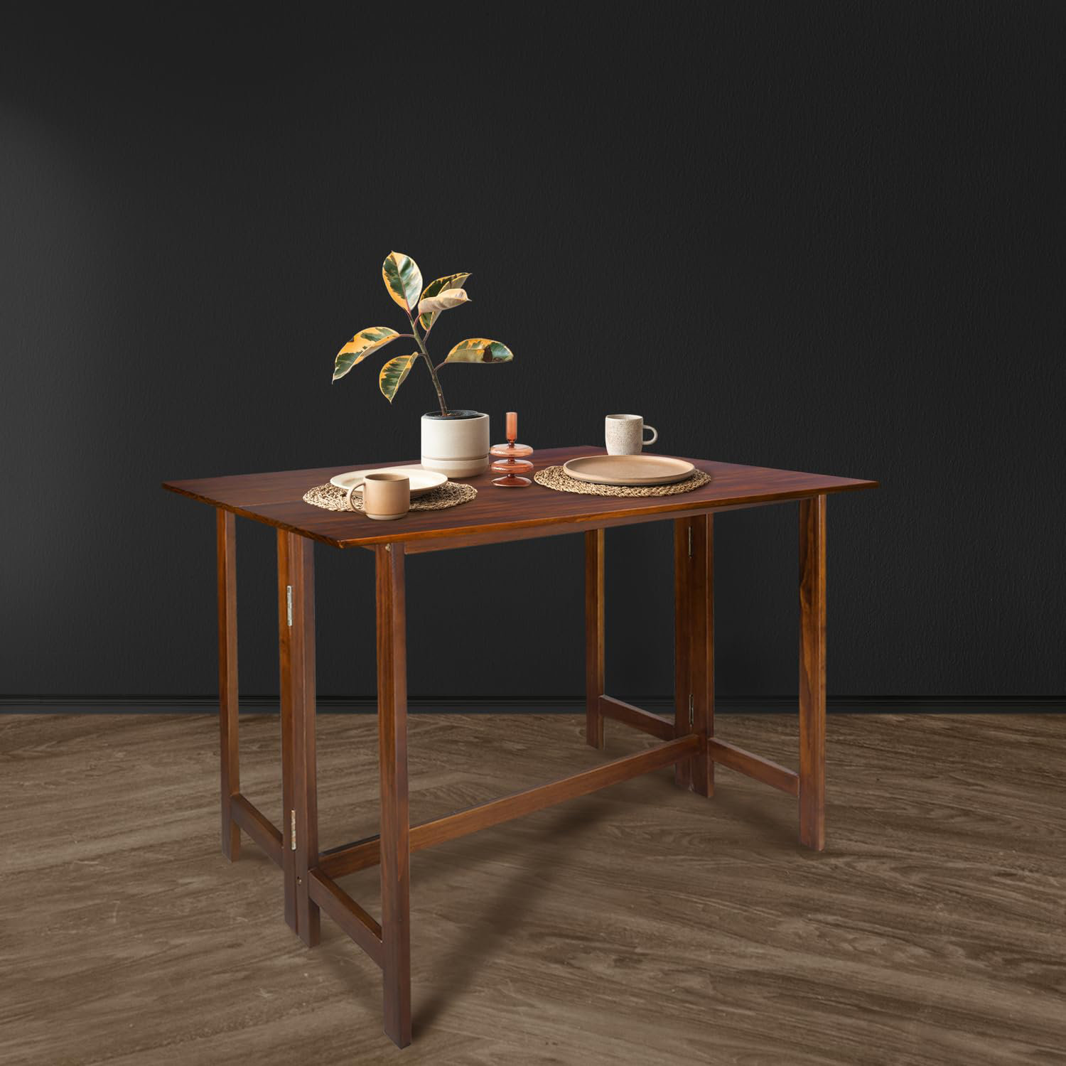 JETEHO Solid Wood Flip-Top Folding Console To Dining Convertible Table ...