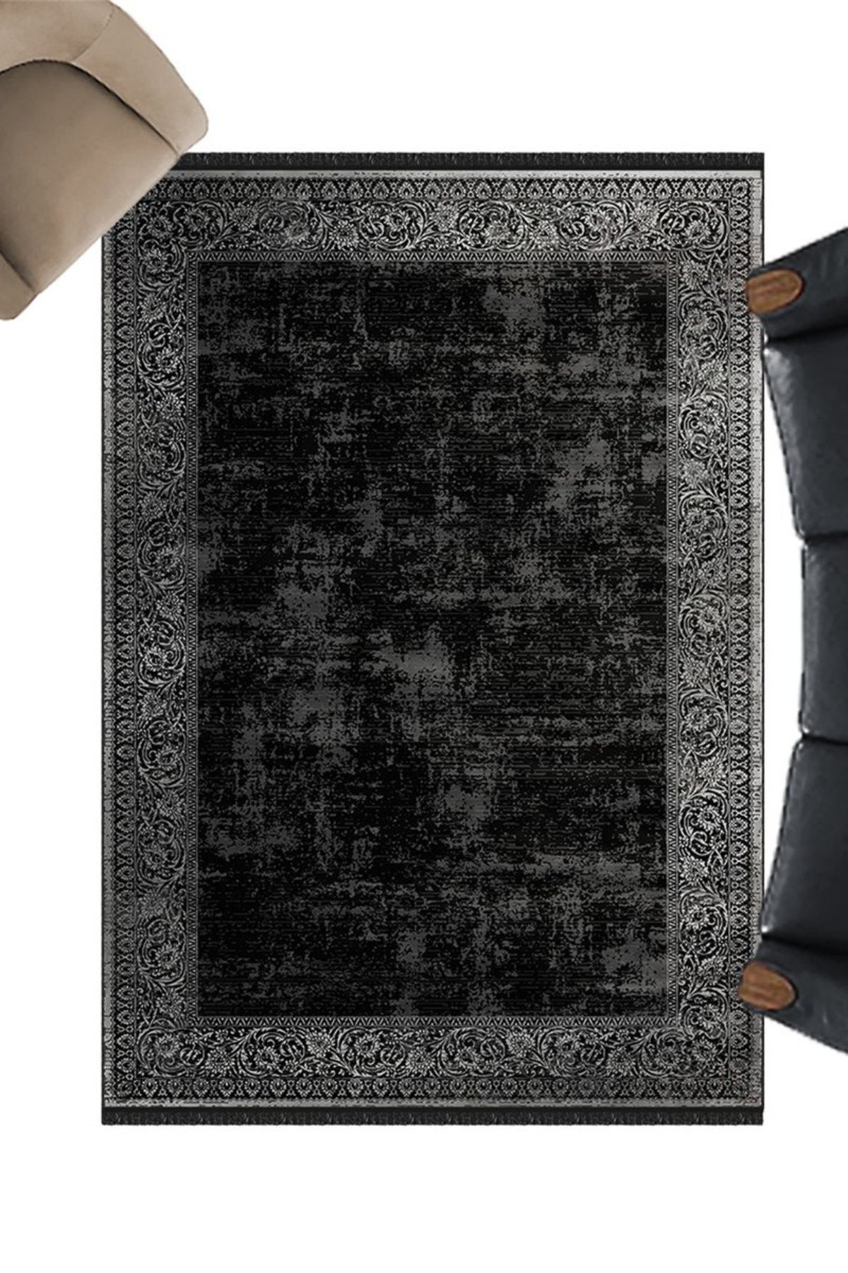 Rugpera Amedee Black And Grey Colour Oriental Design Carpet Machine ...